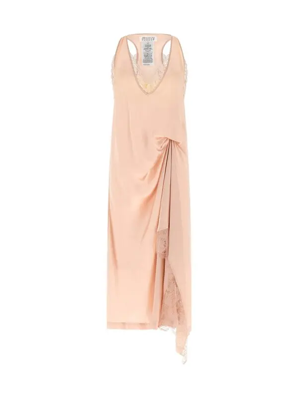 MAISON MARGIELA Silk Lace Slip Midi Dress - Pink