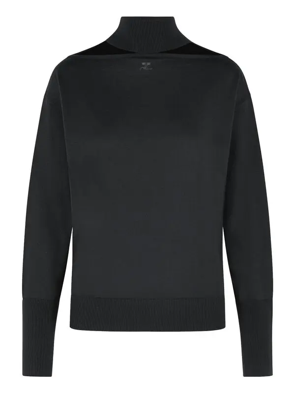 COURREGES Merino Wool Turtleneck Sweater - Black