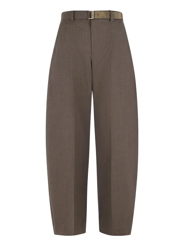 Sacai Wool Blend Wide Leg Trousers - Brown