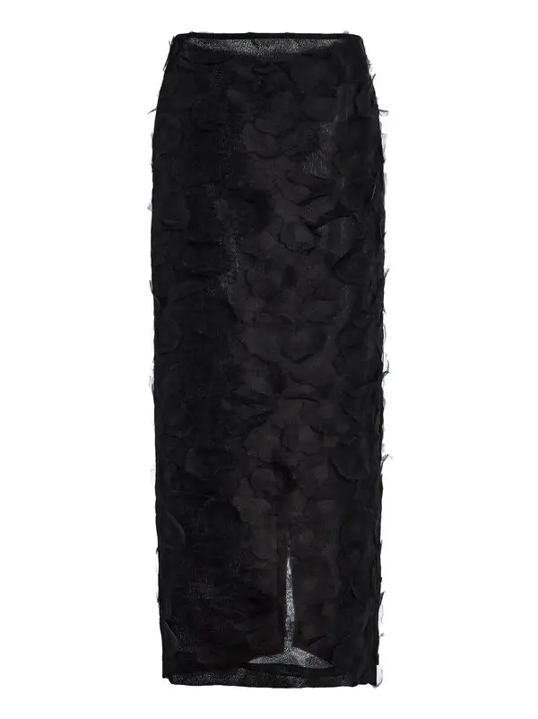 Max Mara Silk Maxi Skirt With Layered Detailing - Black