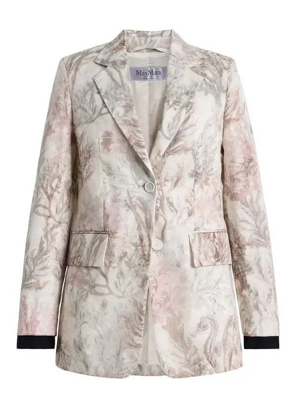 Max Mara Tailored Printed Silk Blazer - White