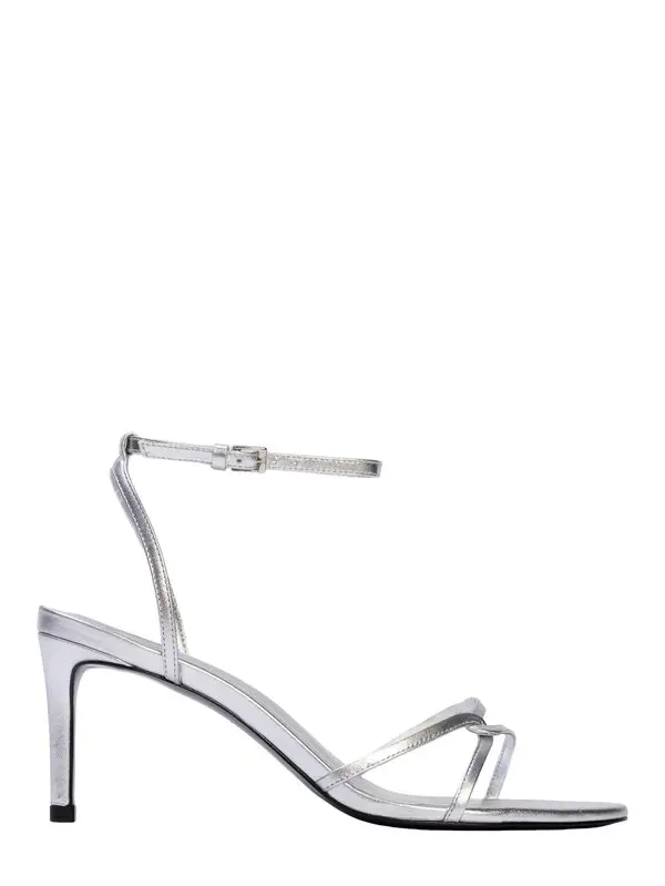 BLACK SUEDE STUDIO Miley Metallic Leather Sandals - Silver