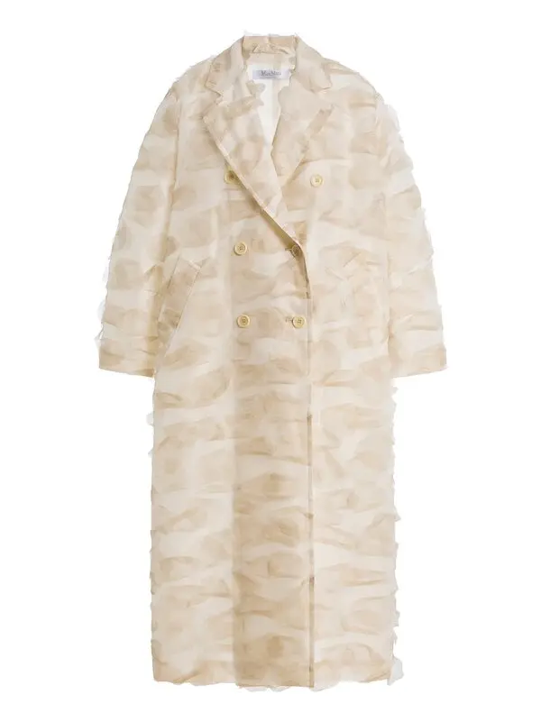 Max Mara Silk Trench Coat With Notched Lapel - Neutral