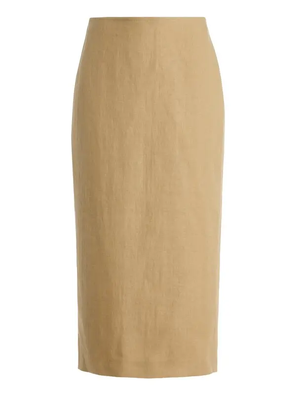 Max Mara Linen Midi Skirt - Tan