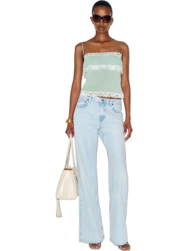 REFORMATION Masiey Lace Trim Top - Green