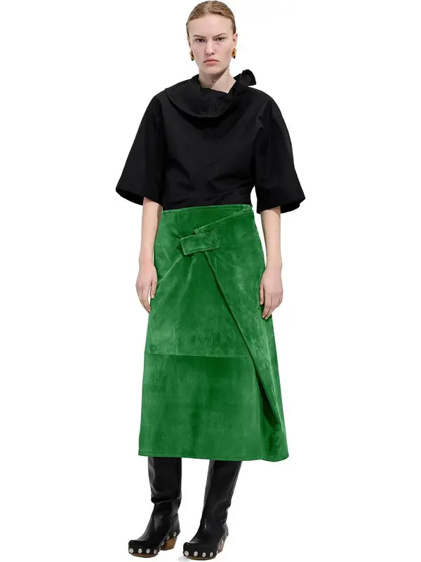 Bottega Veneta Suede Leather Skirt - Grass Green