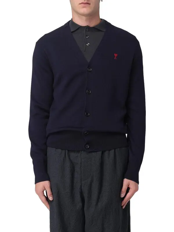 AMI Paris Wool Cardigan - Navy