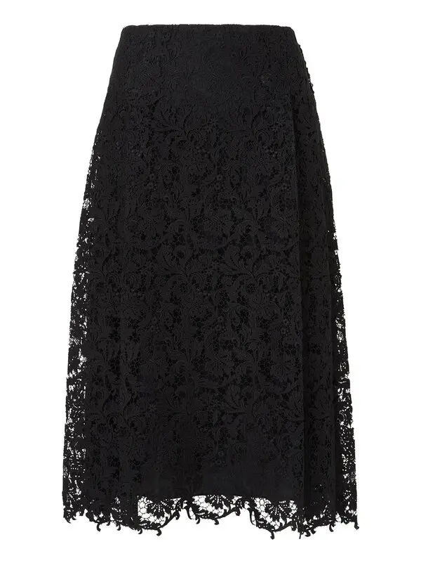 Fendi Flared Lace Midi Skirt - Black