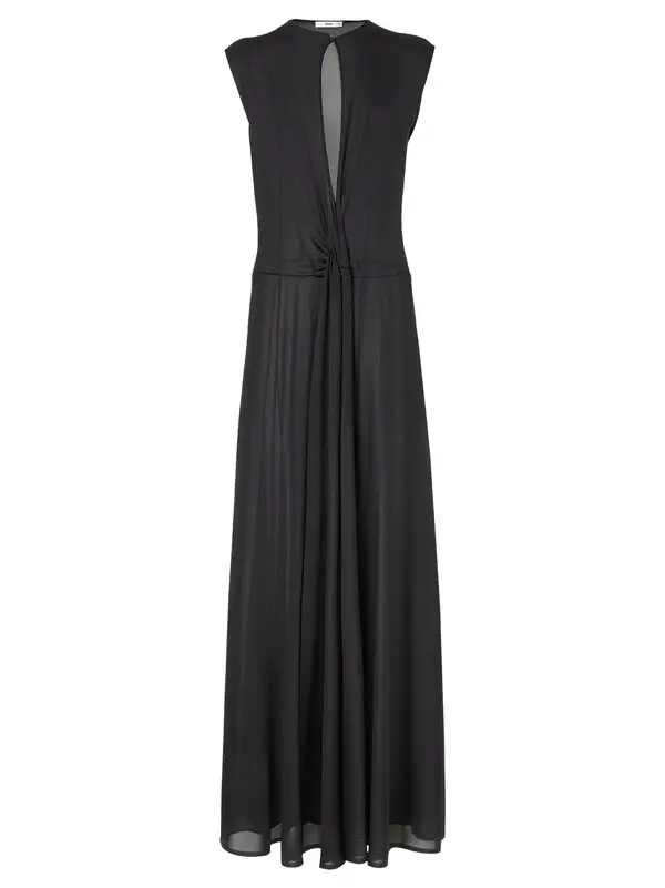 Fendi Sleeveless Silk Satin Gown With Knot Detail - Black