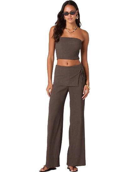 Astr The Label Kyara Skirt-panel Wide Leg Pants - Truffle