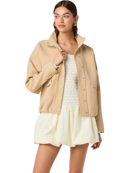 Astr The Label Funnel Neck Bomber Jacket - Tan