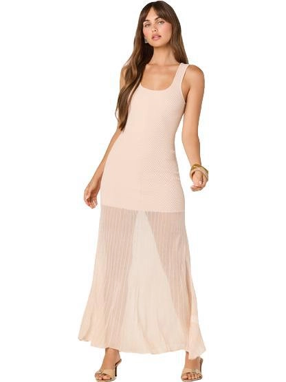 Astr The Label Glenna Ribbed Knit Drop Waist Maxi Dress - Nude