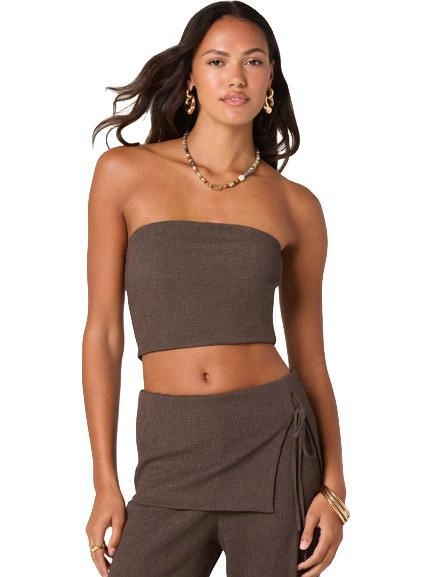 Astr The Label Anoka Bandeau Crop Top - Truffle