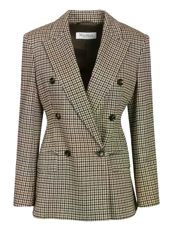 Max Mara Houndstooth Double-breasted Blazer - Neutrals