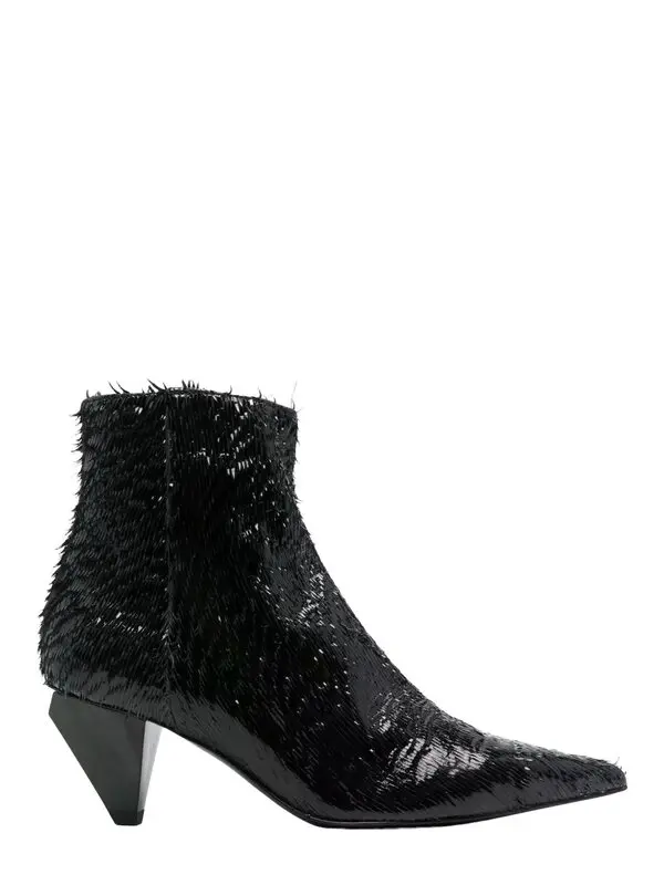 Agl Calf Leather Tinsel Effect Ankle Boots - Black