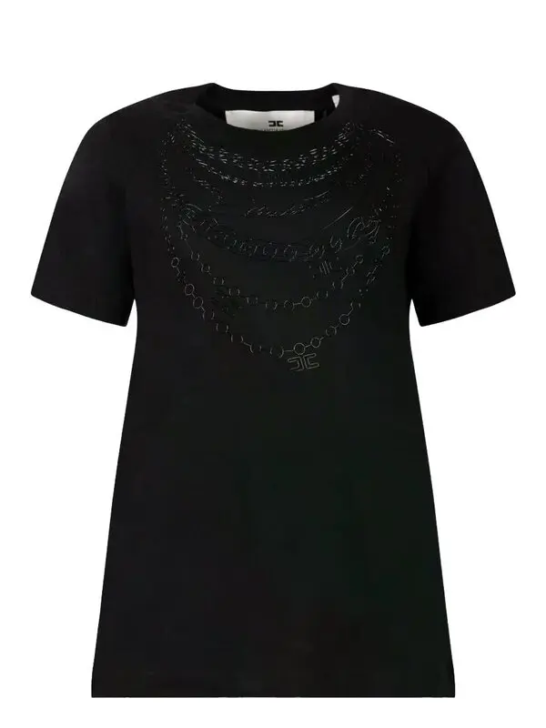 Elisabetta Franchi Embossed Chain-link T-shirt - Black