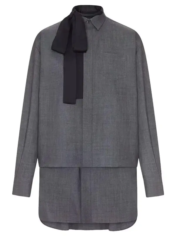 Sacai Pussy-bow Layered Dress - Grey