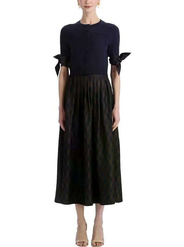 Oscar De La Renta Short-sleeved Cardigan With Tie Detail - Blue