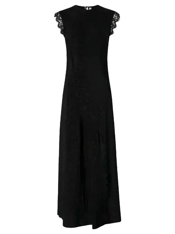 Pinko Midi Alpinia Lace-trim Jacquard Dress - Black