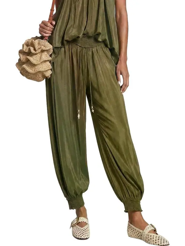Zimmermann Smocked Drawstring Trousers - Green