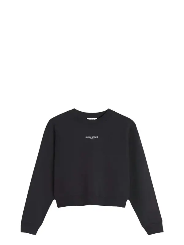 Maison Kitsuné Logo Print Cropped Sweatshirt - Black