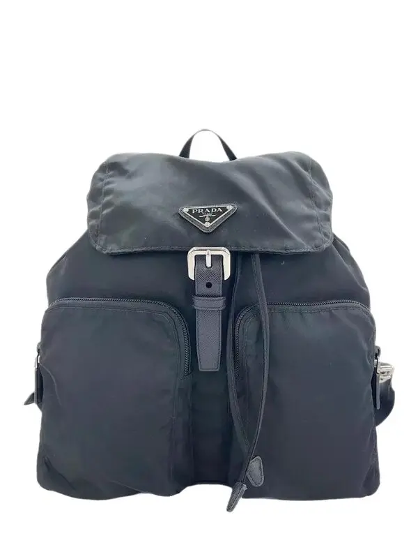 Prada Buckled Drawstring Backpack - Black