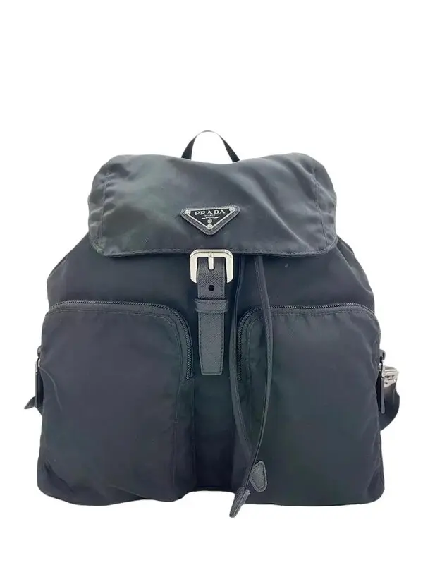 Prada Buckled Drawstring Backpack - Black
