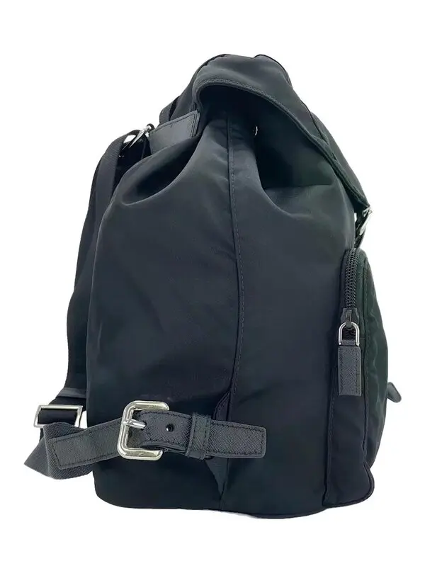 Prada Buckled Drawstring Backpack - Black
