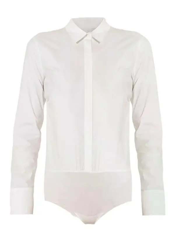 Wolford Cotton Poplin Collared Bodysuit - White