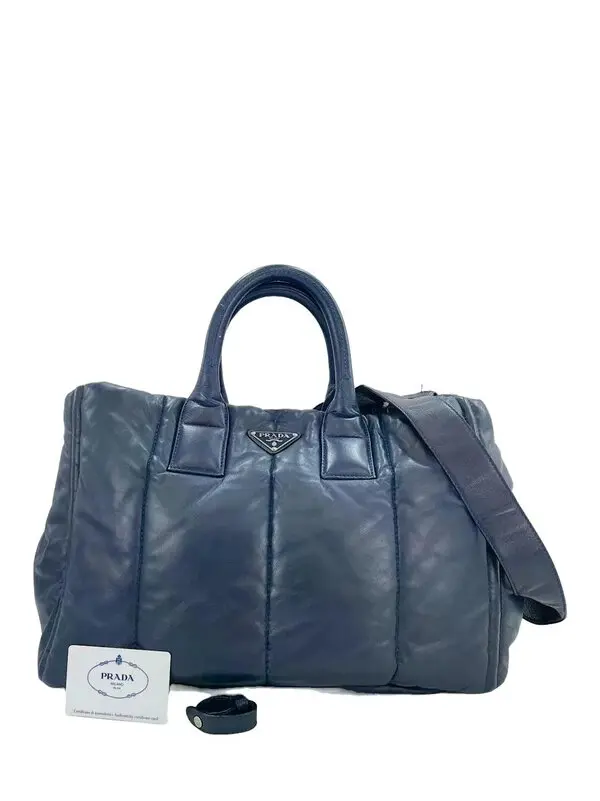 Prada Padded Leather Tote Bag - Blue