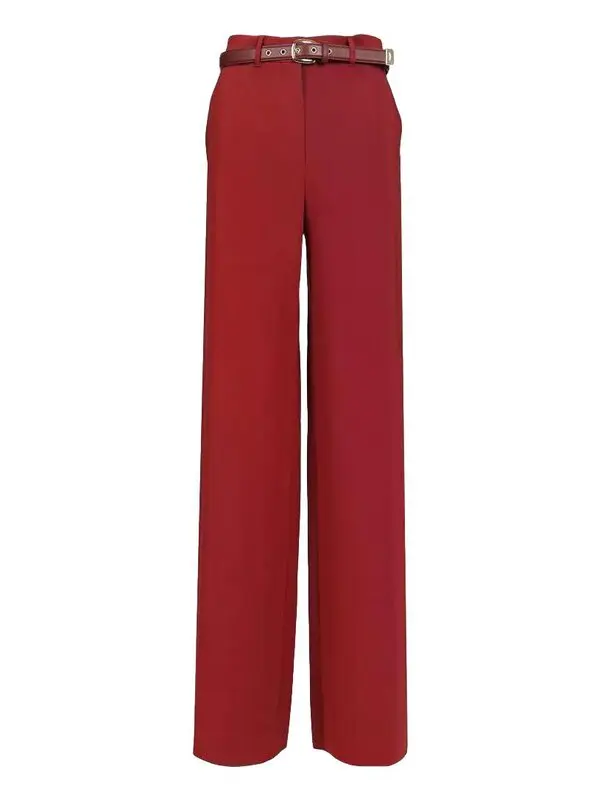 Max Mara Belted Wide-leg Trousers - Red