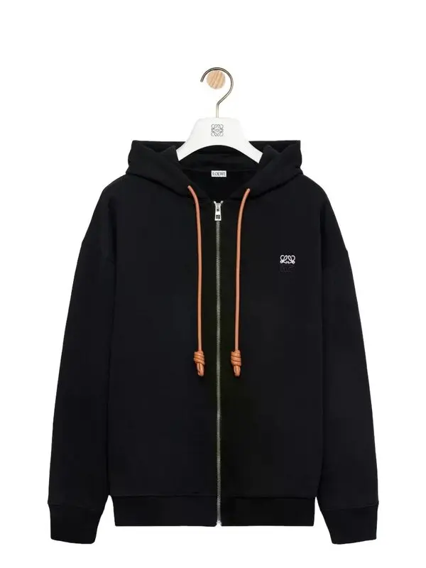 Loewe Anagram Embroidered Zip-up Hoodie - Black