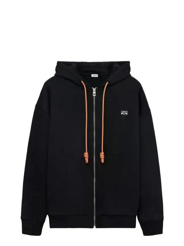 Loewe Anagram Embroidered Zip-up Hoodie - Black