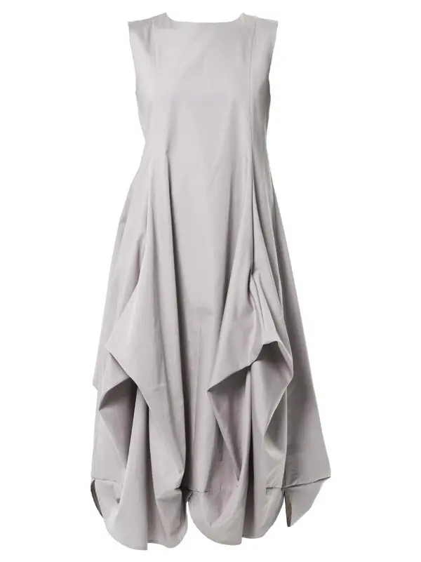 METAMORPHOZA Sleeveless Asymmetrical Draped Dress - Grey