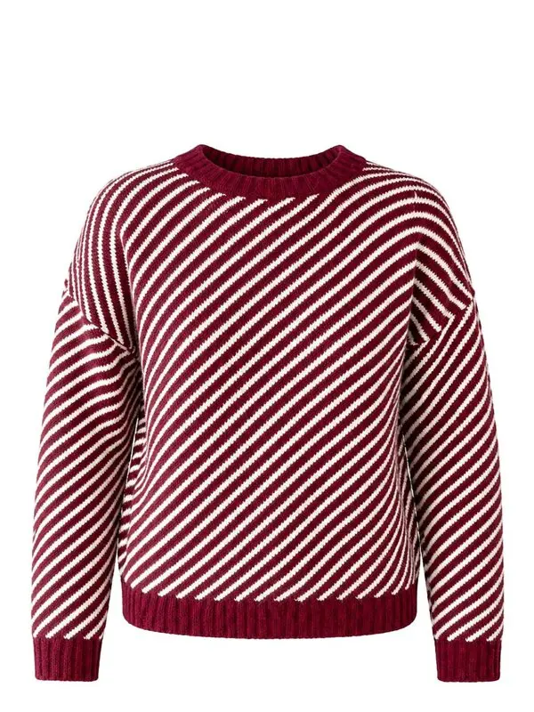 Mind Traveler Diagonal Stripe Knit Jumper - Red