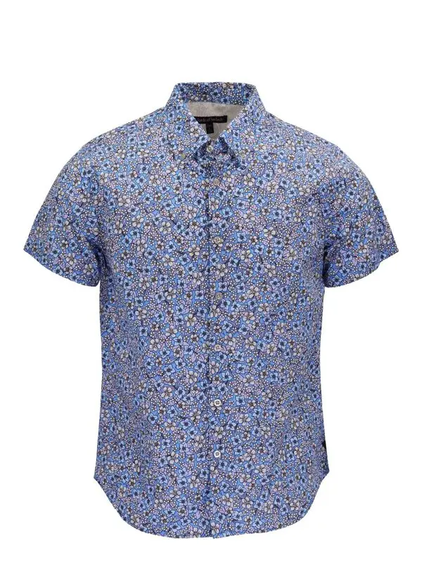 LORDS OF HARLECH Tim Floral Field Printed Button Up Shirt - Blue
