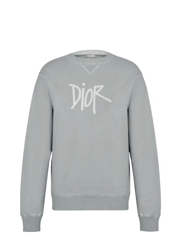 Dior X Shawn Stussy Garment-dyed Sweatshirt - Grey