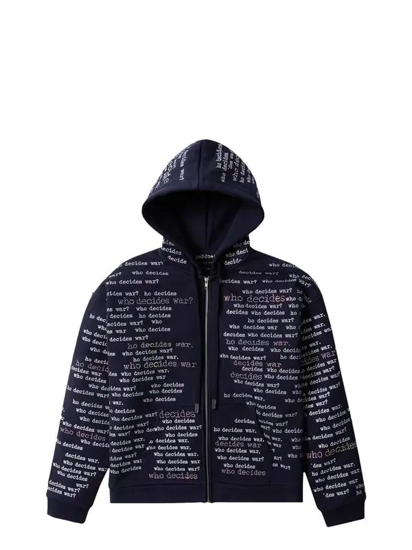 WHO DECIDES WAR Scripture Zip-up Hoodie - Blue