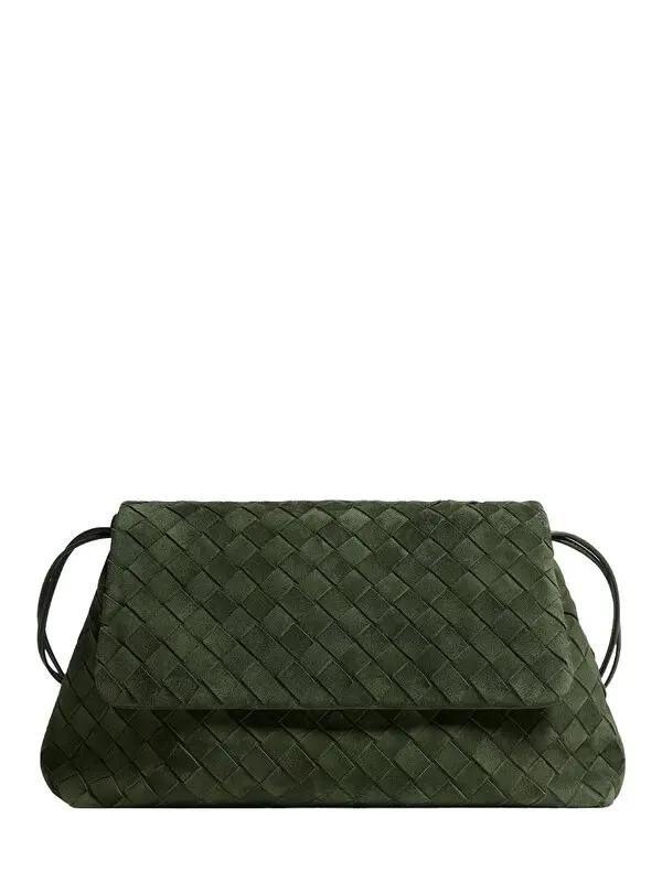 Bottega Veneta Suede Intrecciato Shoulder Bag - Multicolor