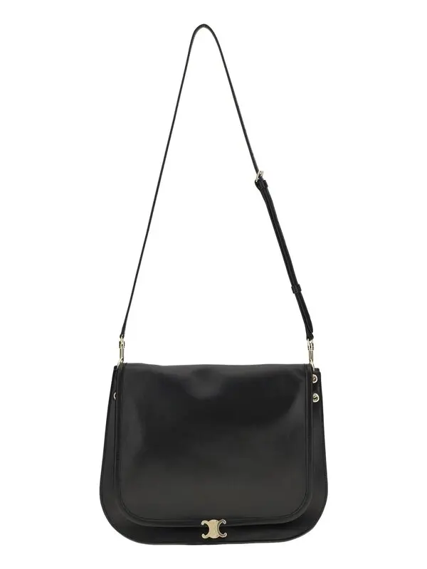 Celine Besace Soft Triomphe Shoulder Bag - Black