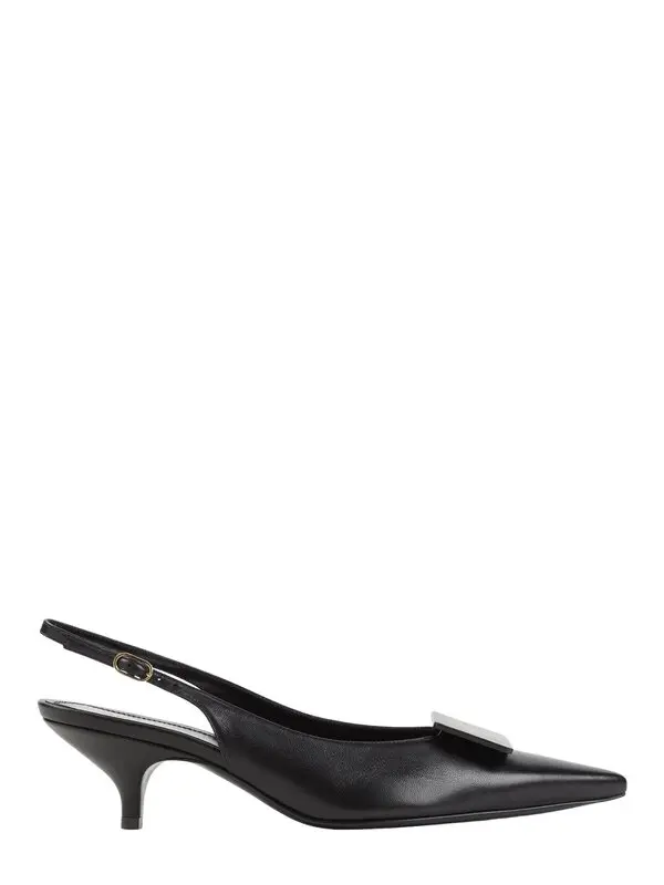 Celine Signature Pointed Toe Slingback With 50 Mm Heel - Black