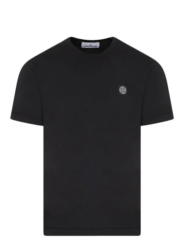 Stone Island Cotton T-shirt With Logo Detail - Black