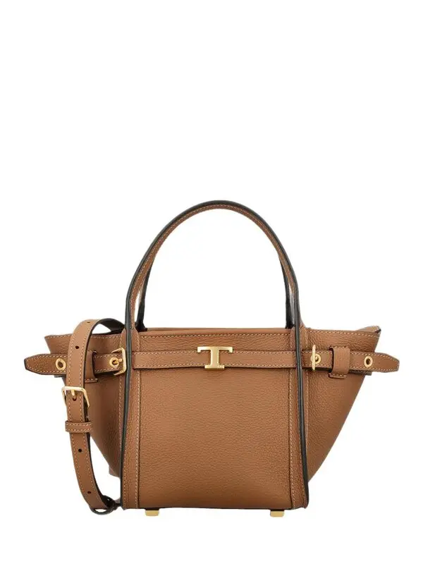 TOD'S T Signature Leather Mini Shopper Bag - Brown
