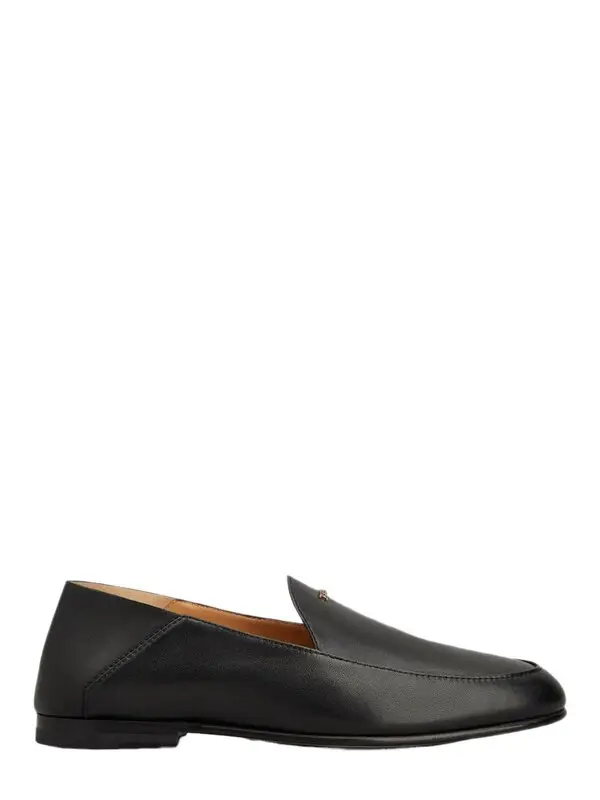 TOD'S Cuoio Sabot Loafers With Lettering - Black