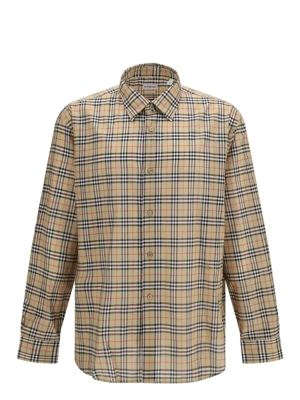 Burberry Check All-over Cotton Shirt - Cream