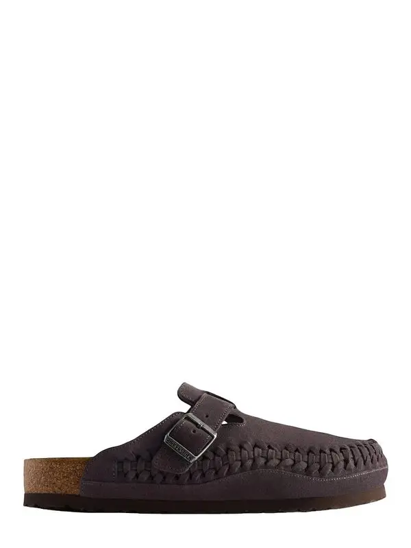 BIRKENSTOCK Boston Braided Suede Clogs - Rabbit Grey