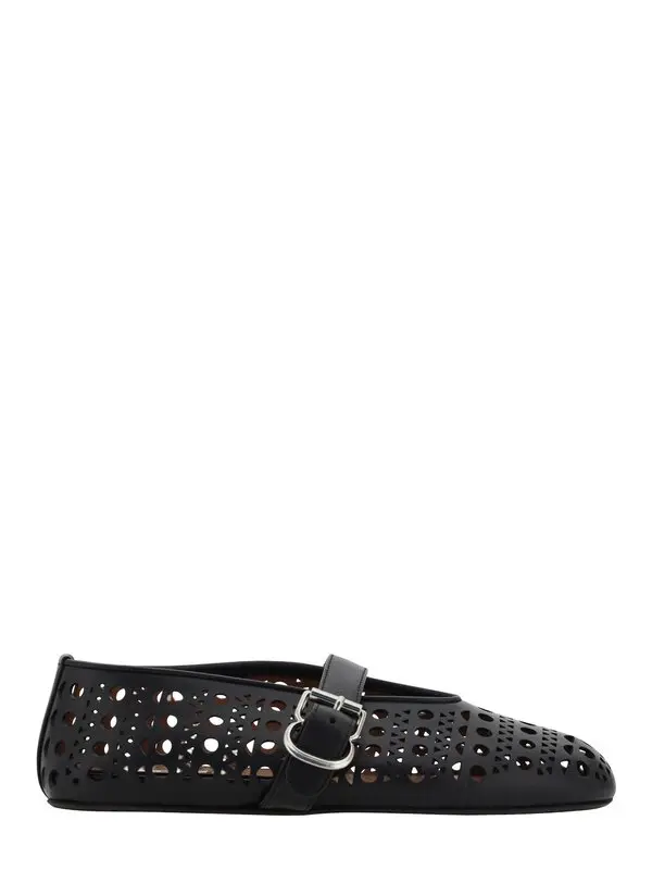 Alaïa Leather Ballerinas With Cut-out Detailing - Black
