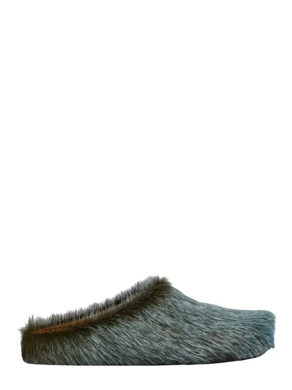 Marni Long Hair Calfskin Fussbett Sabot Mules - Blue/grey