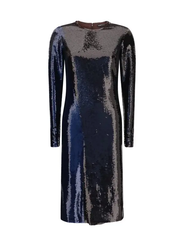 TOM FORD Two-tone Sequin Dress - Blue