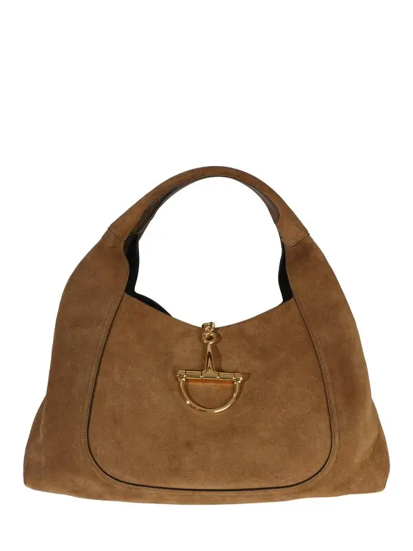 Gucci Suede Horsebit Shoulder Bag - Brown